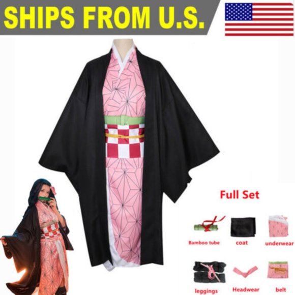 Dresses | Cosplay Kamado Nezuko Anime Demon Slayer Costume Kimonoset No ...